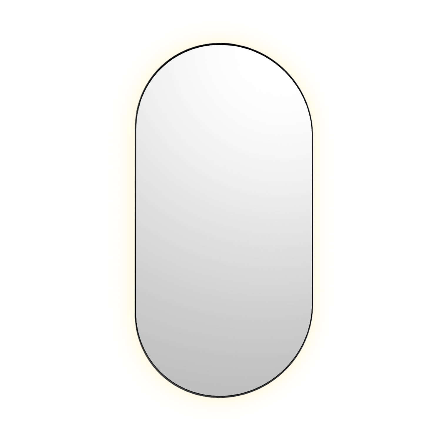 B-104 Series Pill Shaped Backlit LED Mirror, Matte Black | Bobrick
