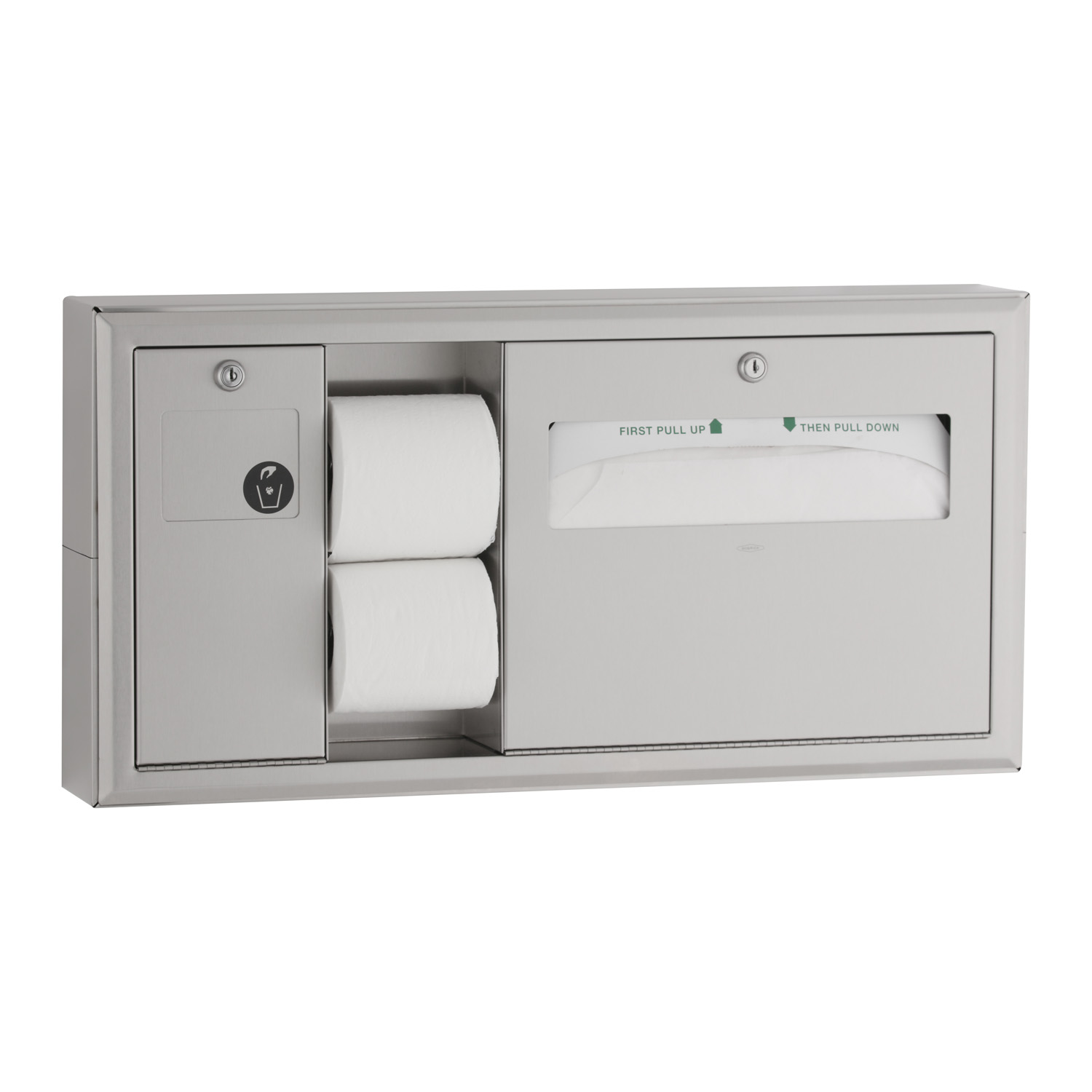 B-30919 Surface-Mounted Horizontal Toilet Tissue / Seat-Cover Dispenser ...